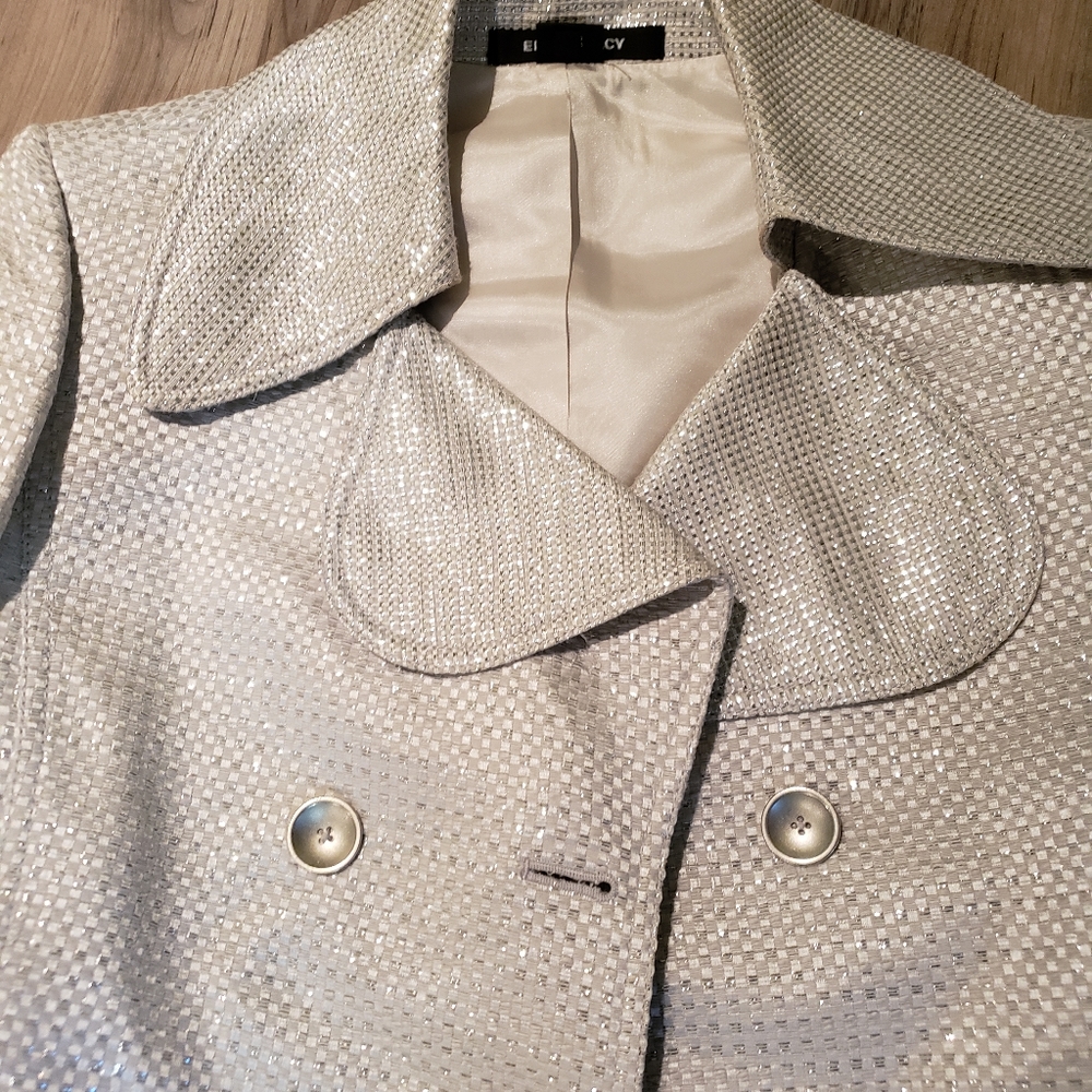 Stunning Ellen Tracy Silver Sparkle Pantsuit - Gem